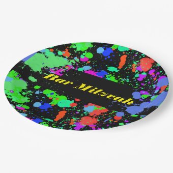 Neon, Paint Splatter, Custom Paper Plates 7" | Zazzle