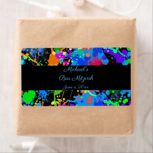 Neon Paint Splatter, Custom Water Labels | Zazzle