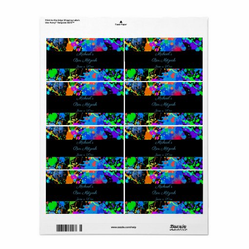 Neon Paint Splatter, Custom Water Labels | Zazzle
