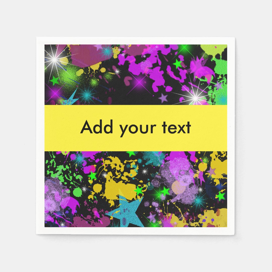 Neon Paint Splatter, Paintball, Custom Paper Napkins | Zazzle