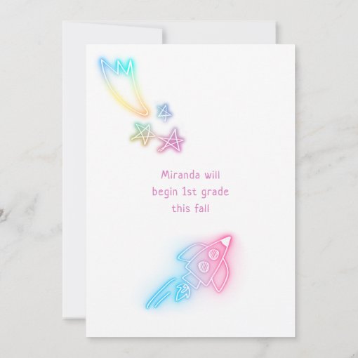 Neon Pastel Stars Galaxy Kids Graduation Photo Ann Announcement | Zazzle