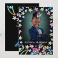 Neon Pastel Stars Galaxy Kids Graduation Photo Announcement | Zazzle