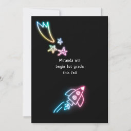 Neon Pastel Stars Galaxy Kids Graduation Photo Announcement | Zazzle