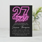 Neon Pink 27th Birthday Invitation | Zazzle