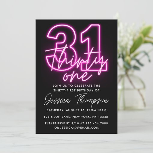 Neon Pink 31st Birthday Invitation | Zazzle