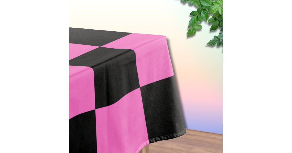 Neon Pink and Black Checkered Checkerboard Vintage Tablecloth | Zazzle