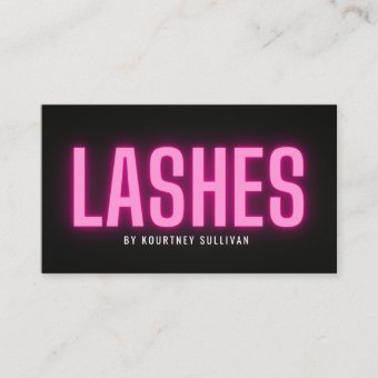 Neon Pink Black Lashes Technician Beauty Business Card | Zazzle