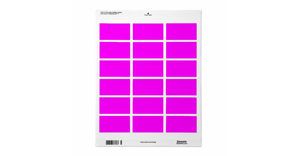 Neon pink hex code FF00FF Label | Zazzle