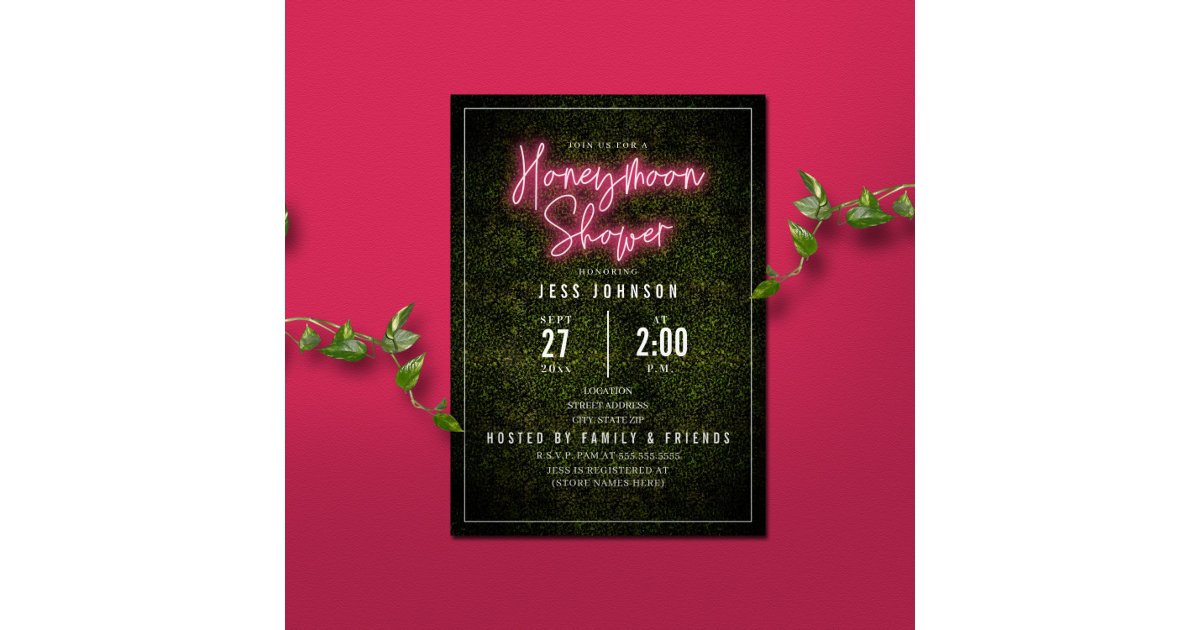 Neon Pink Honeymoon Shower Invitation | Zazzle