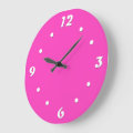 Neon pink large clock | Zazzle
