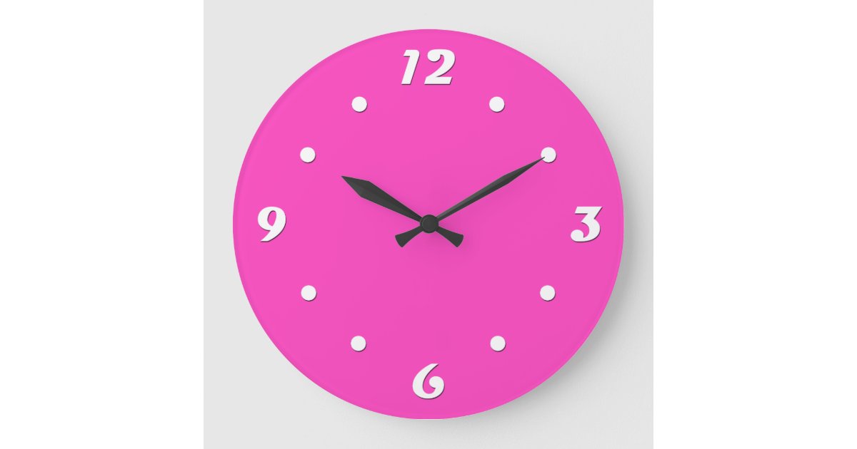 Neon pink large clock | Zazzle