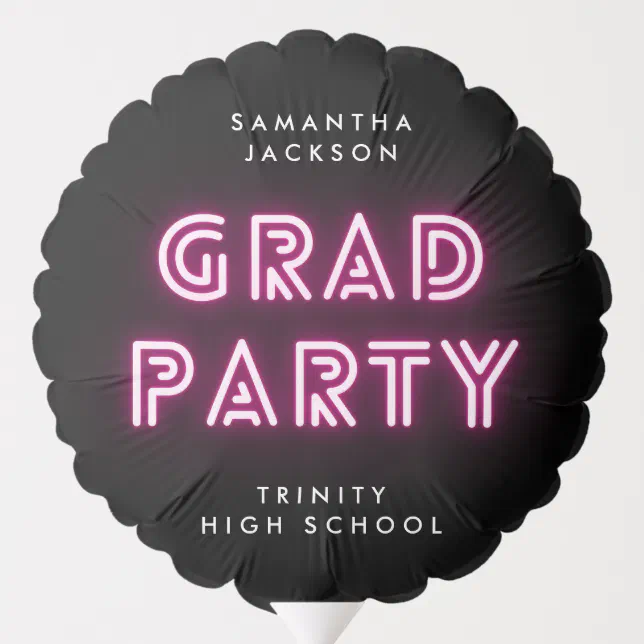 Neon Pink Lights Class of High School Graduation Balloon | Zazzle