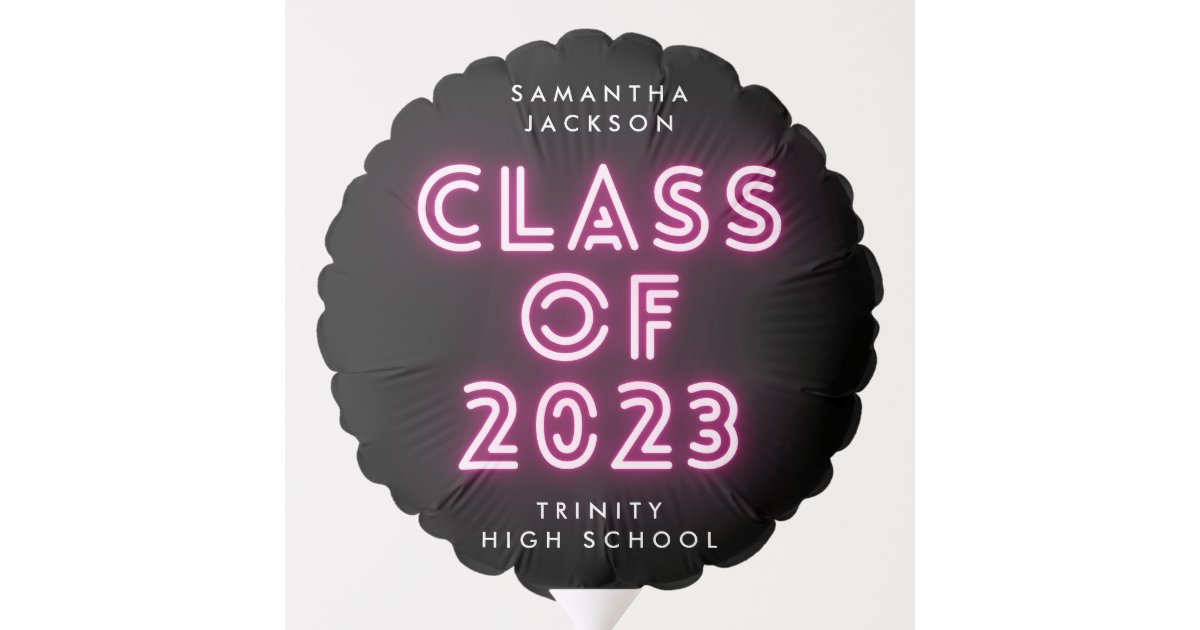 Neon Pink Lights Class of High School Graduation Balloon | Zazzle