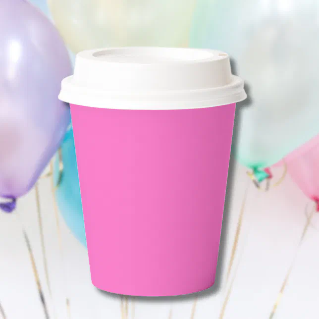 Neon Pink Solid Color | Classic Paper Cups | Zazzle