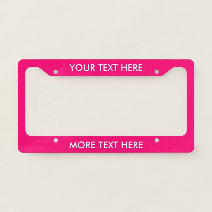 Neon pink solid color custom license plate frame | Zazzle