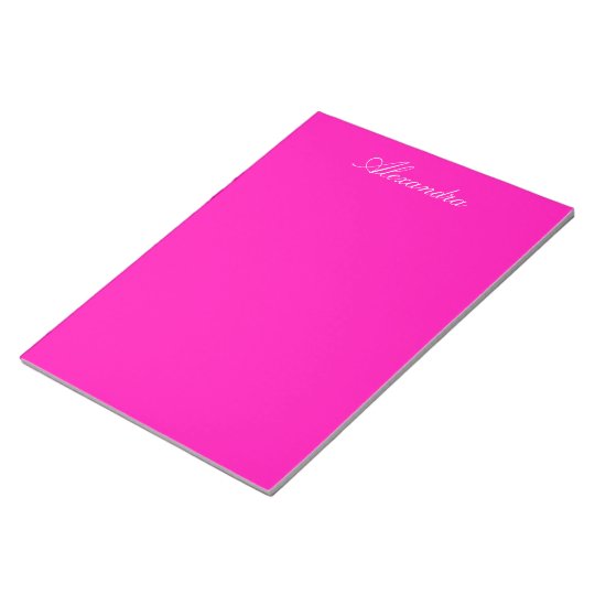 Neon Pink Solid Color Customize It Notepad | Zazzle.com