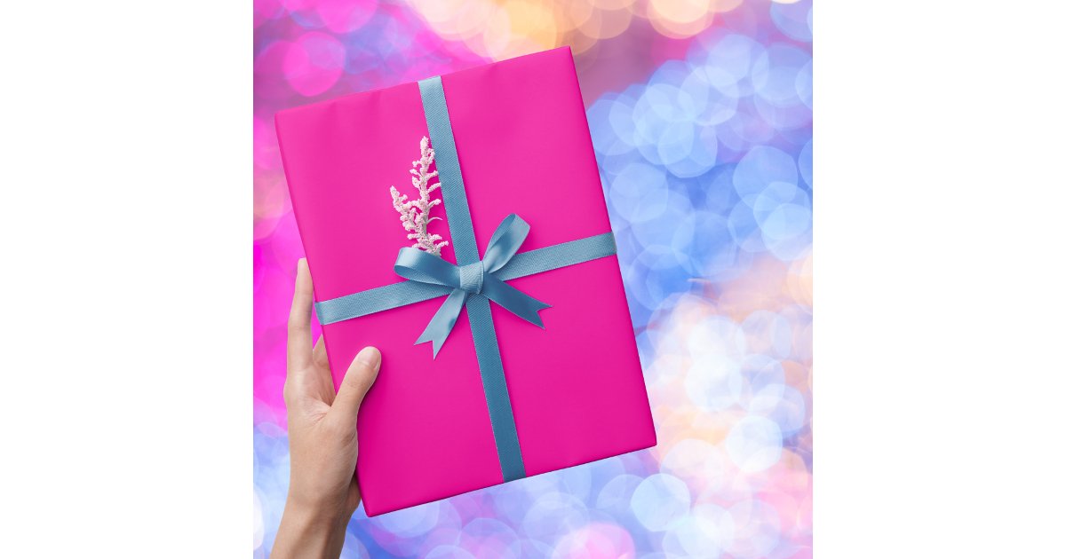 Neon Pink Solid Color Wrapping Paper | Zazzle