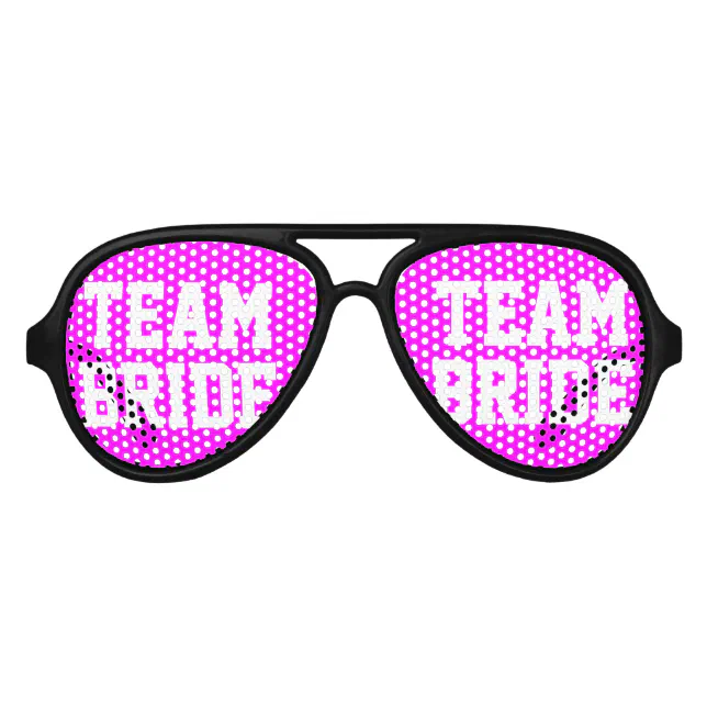 Neon pink Team Bride bachelorette party shades | Zazzle