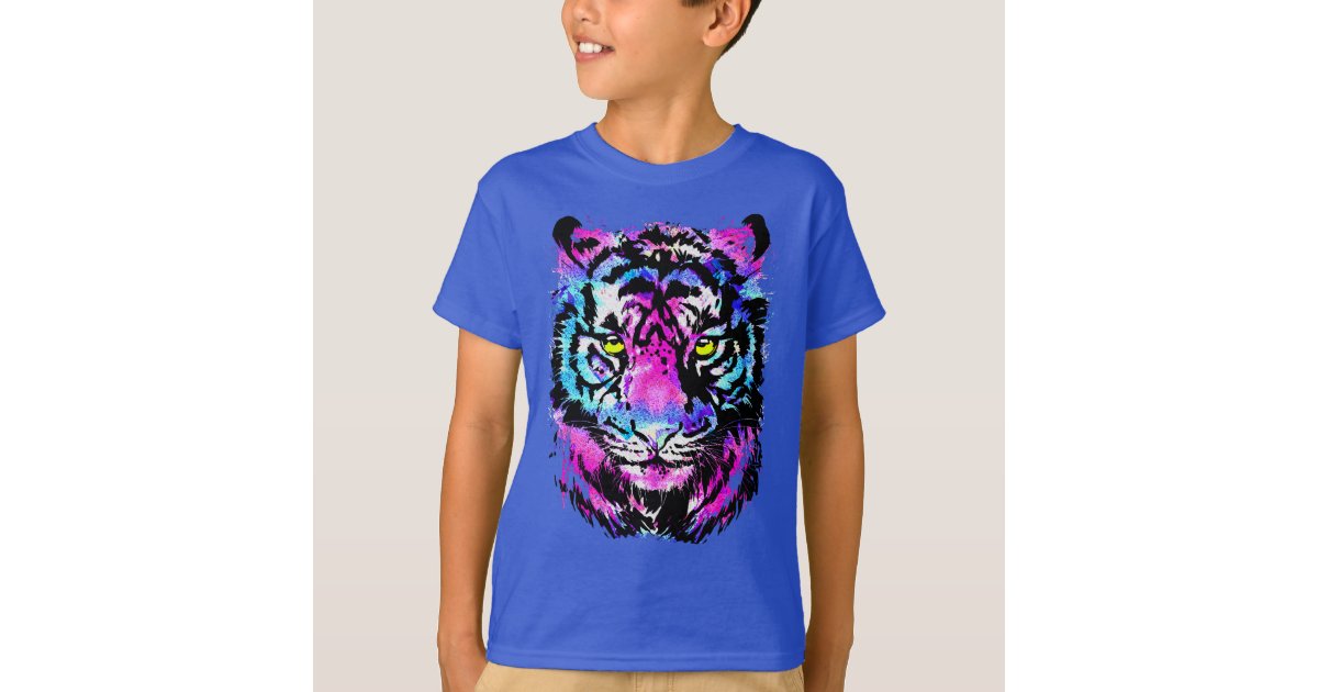 Neon Pink Tiger Head Portrait - Tiger T-Shirt | Zazzle