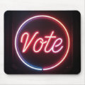 Neon Pink Vote Sign On Black Mouse Pad | Zazzle