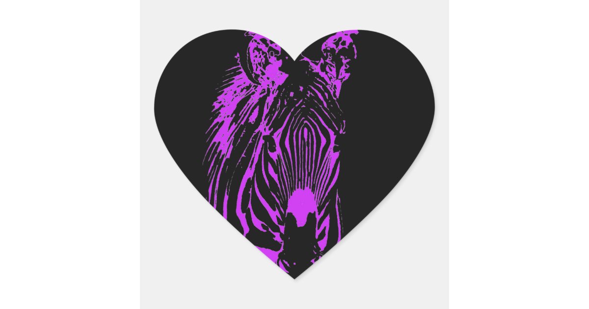 Neon Pink Zebra Heart Sticker | Zazzle