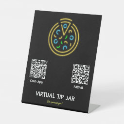 Neon Pizza Virtual Tip Jar Tabletop Sign | Zazzle
