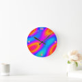 Neon Plasma Modern Psychedelic Personalized Wall Round Clock | Zazzle
