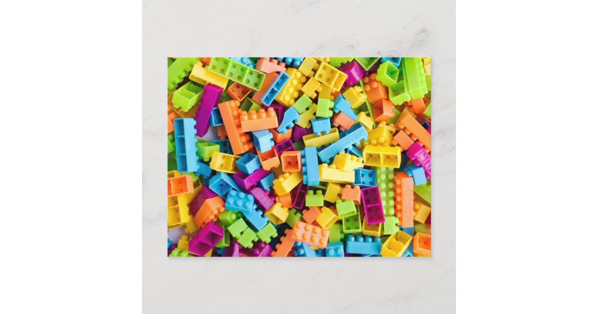 Neon Plastic Building Blocks Postcard | Zazzle