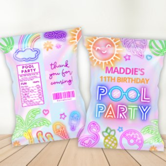 Neon Pool Party Chip Bag Wrapper | Zazzle