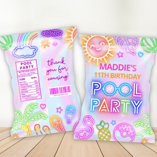 Neon Pool Party Chip Bag Wrapper | Zazzle