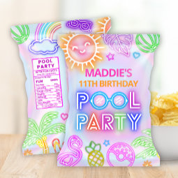 Neon Pool Party Chip Bag Wrapper | Zazzle