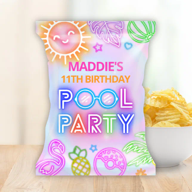 Neon Pool Party Chip Bag Wrapper | Zazzle