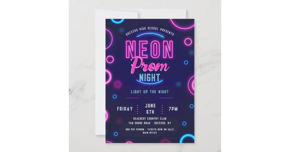 Neon Prom Night Invitation | Zazzle