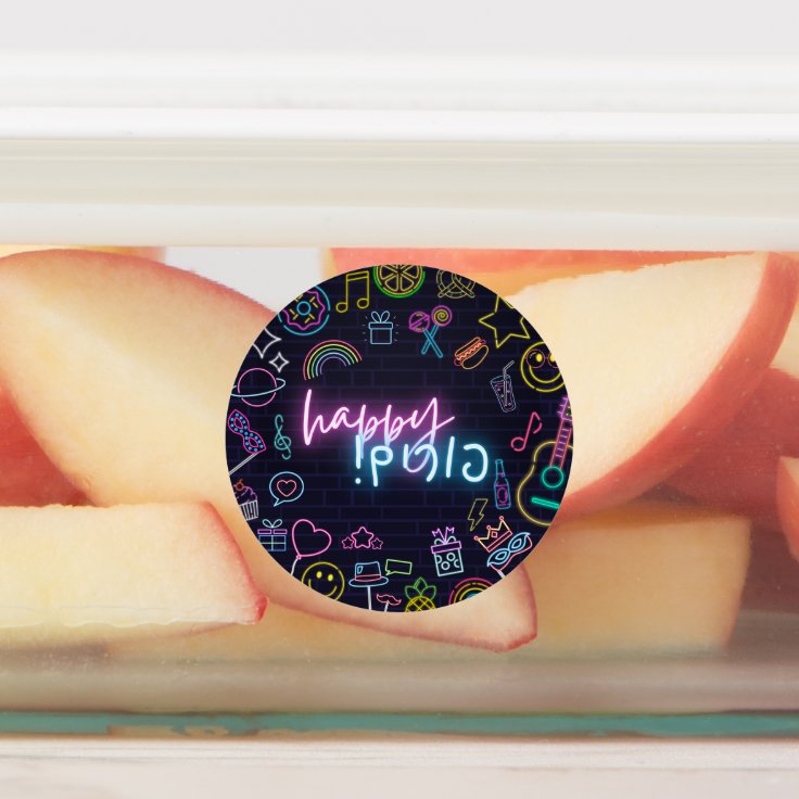 Neon Purim Labels | Zazzle