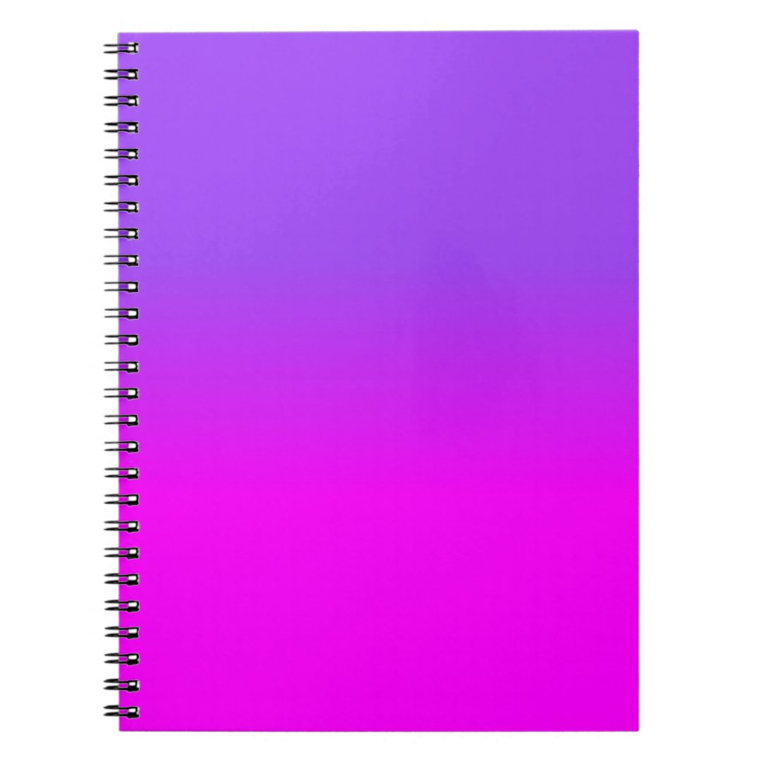 Neon Purple and Hot Pink Ombre Shade Color Fade Notebook | Zazzle