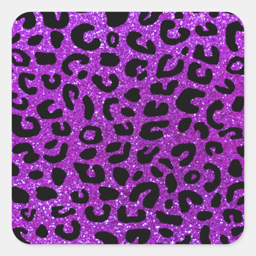 Neon purple cheetah print pattern square sticker | Zazzle