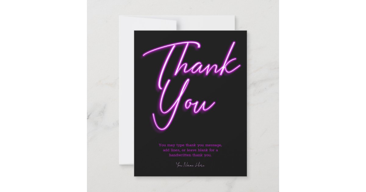 Neon Purple Glow Thank You Invitation | Zazzle