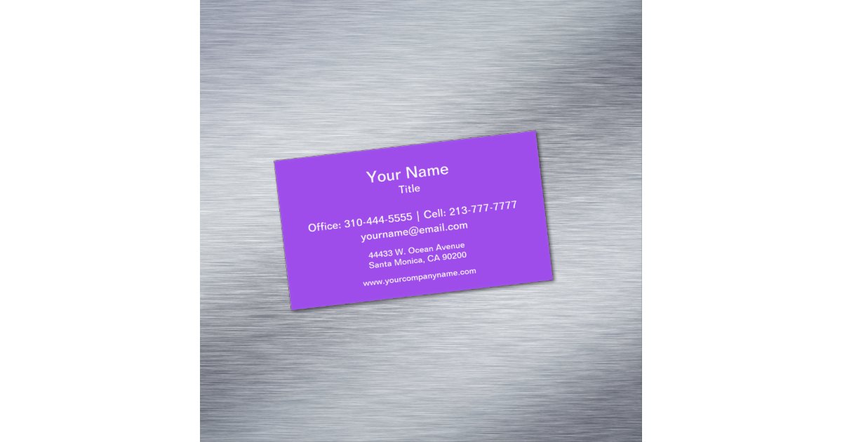 Neon Purple Solid Color Customize It Magnetic Business Card | Zazzle