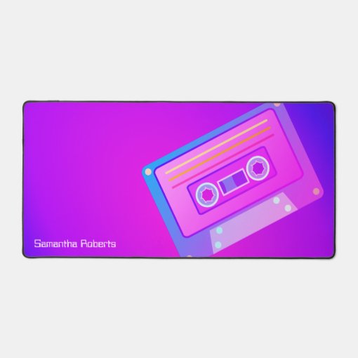Neon Purple Vaporwave Aesthetic 90s Custom Name Desk Mat | Zazzle