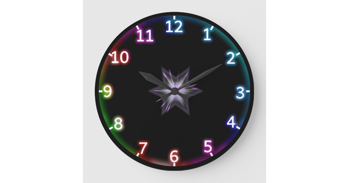 Neon Rainbow Large Clock | Zazzle