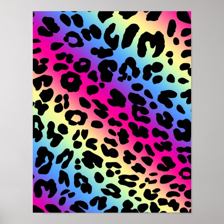 Neon Rainbow Leopard Pattern Print | Zazzle