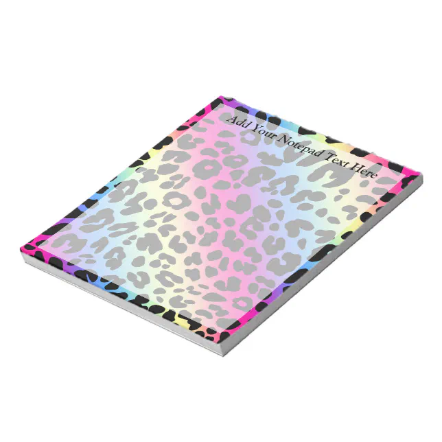 Neon Rainbow Leopard Pattern Print Notepad | Zazzle