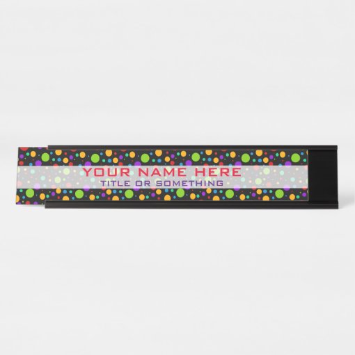 Neon Rainbow Polka Dots Desk Name Plate | Zazzle