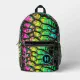 Neon Rainbow Reptile Snake Monogram Printed Backpack | Zazzle