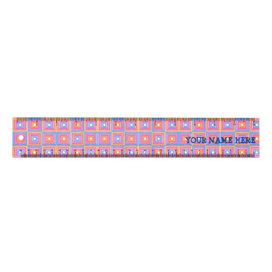 NEON Rainbow Squares Pattern CUSTOMIZED Ruler | Zazzle.com
