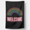 Neon Rainbow Welcome House Flag | Zazzle