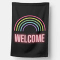Neon Rainbow Welcome House Flag | Zazzle