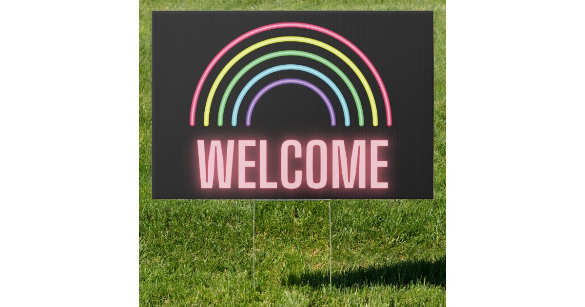 Neon Rainbow Welcome Outdoor Sign | Zazzle