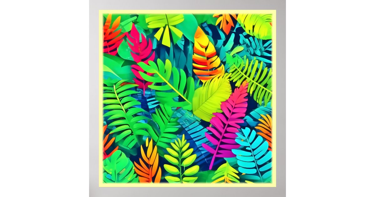 Neon Rainforest Fantasy Poster | Zazzle