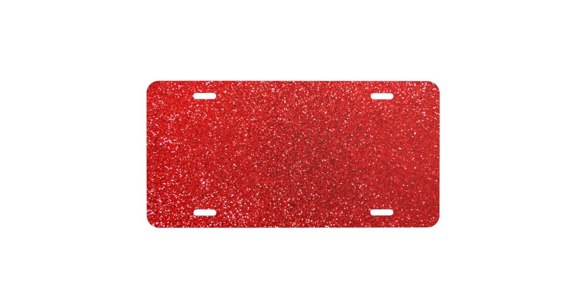 Neon red glitter license plate | Zazzle